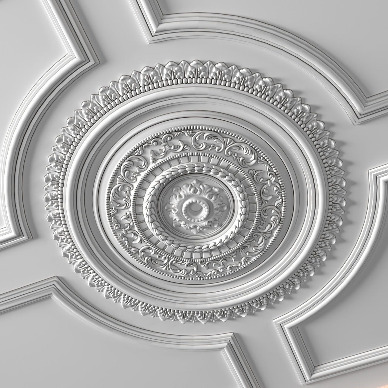 Ceiling classic coffered illuminated Modern Art Deco style 3D model ...