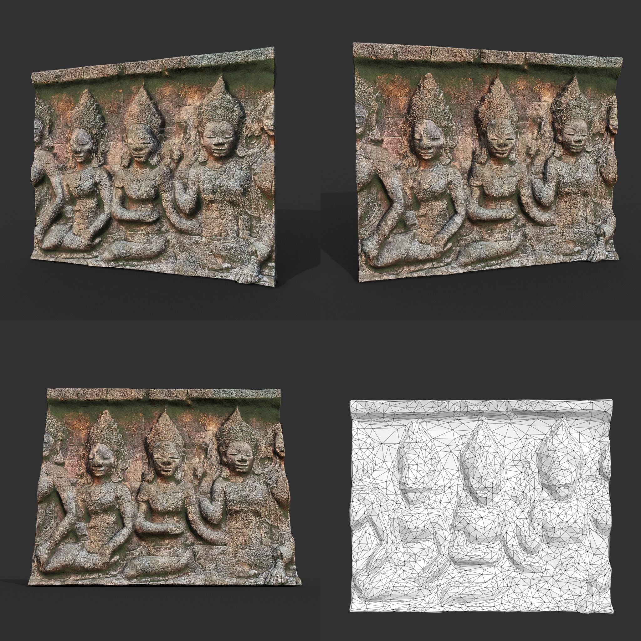 3D model Ancient Khmer Temple Wall modular Ultra HD 16K Texture ...