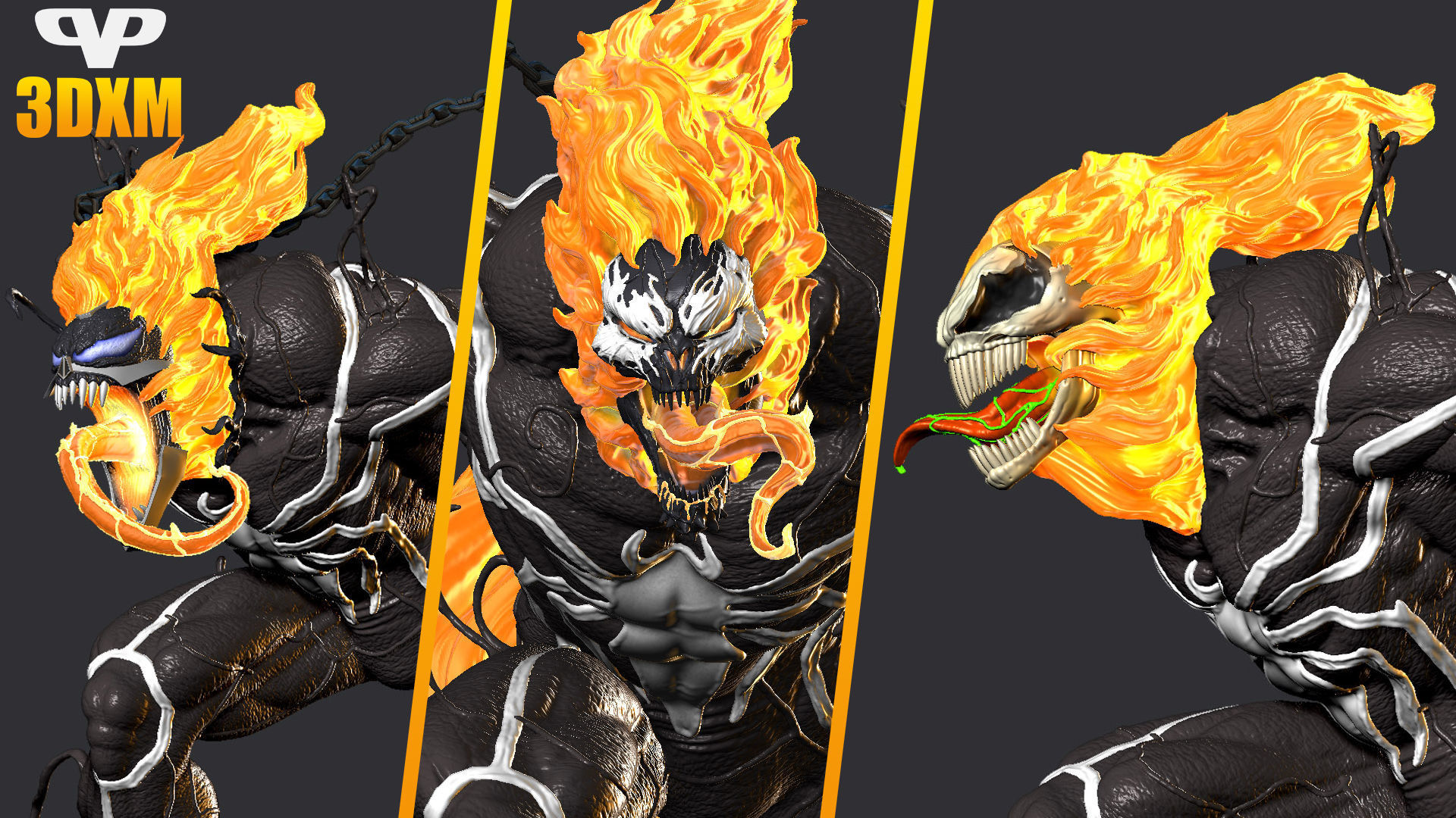 Venomized Ghost Rider STL for 3D Printing ChibiSTL 3DXM 3D model 3D ...