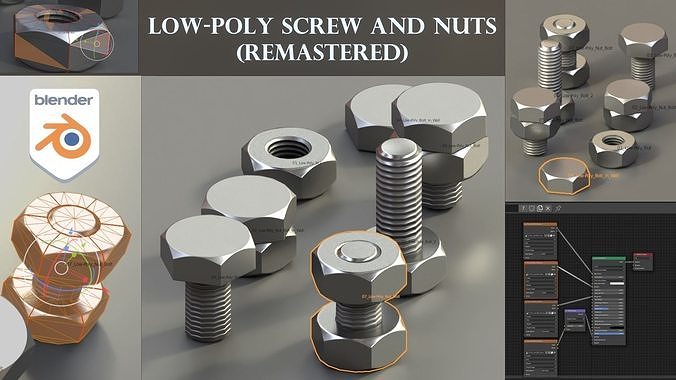 3D model Low-Poly Screw and Nuts - Remastered VR / AR / low-poly | CGTrader