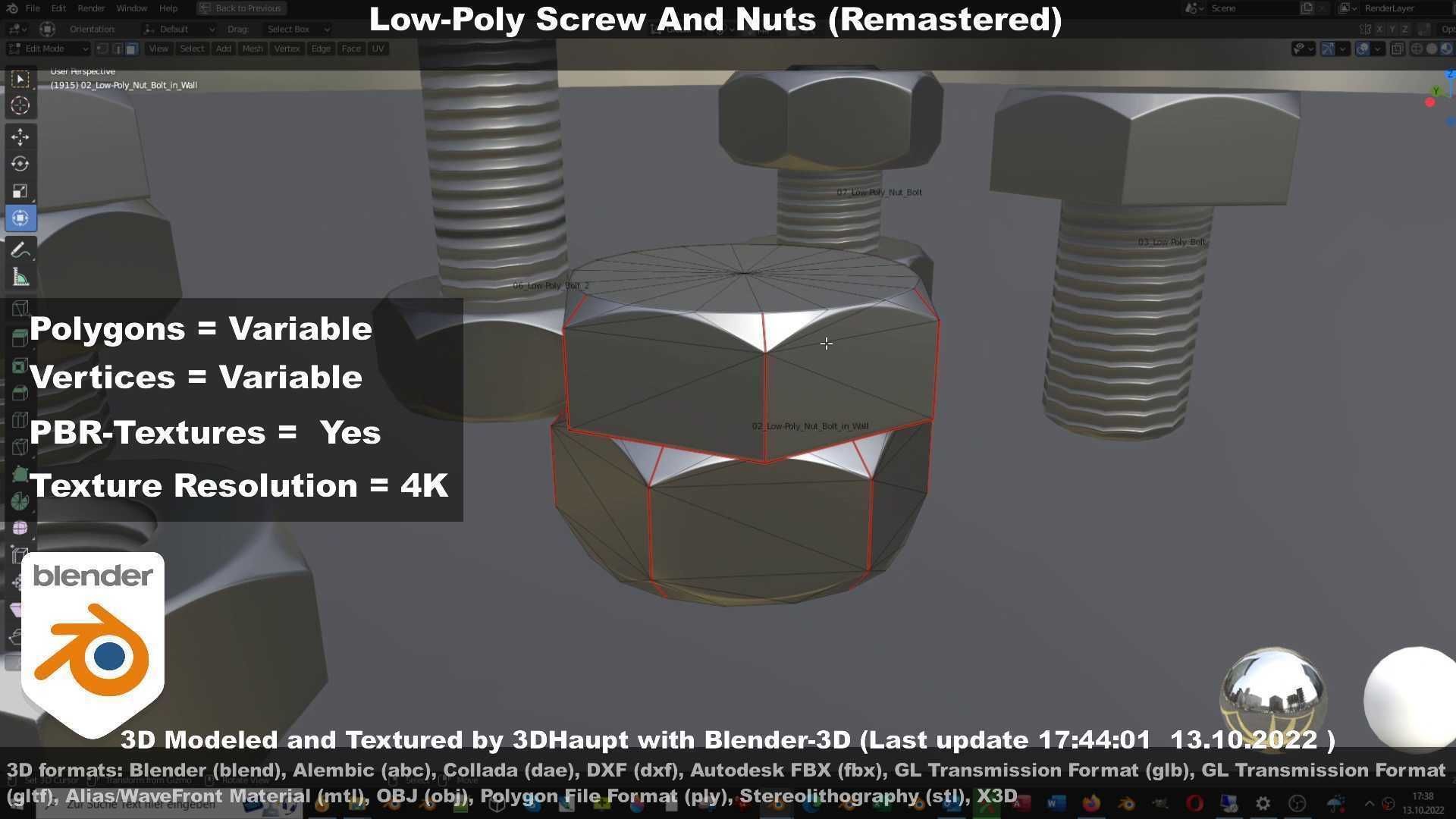 3D model Low-Poly Screw and Nuts - Remastered VR / AR / low-poly | CGTrader