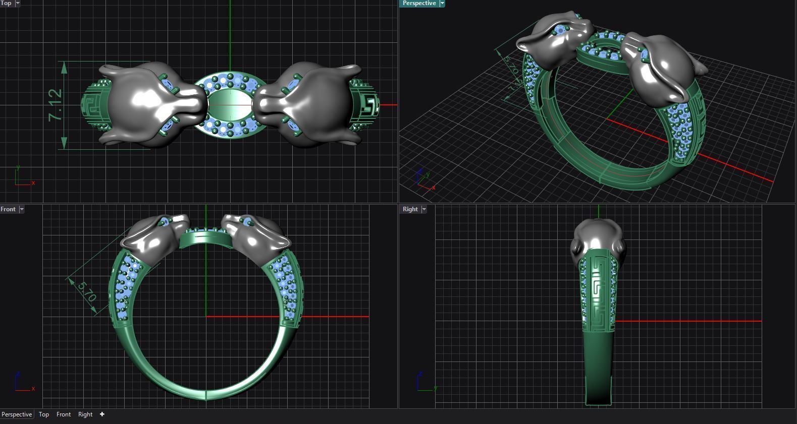 panter pantera rings 3D model | CGTrader