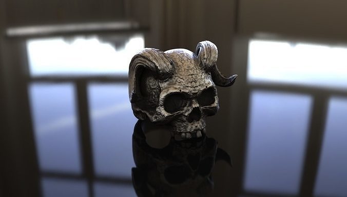 Alexander the Horned Skull Ring Stl 3D Model Silver Casting 3D 3D model ...