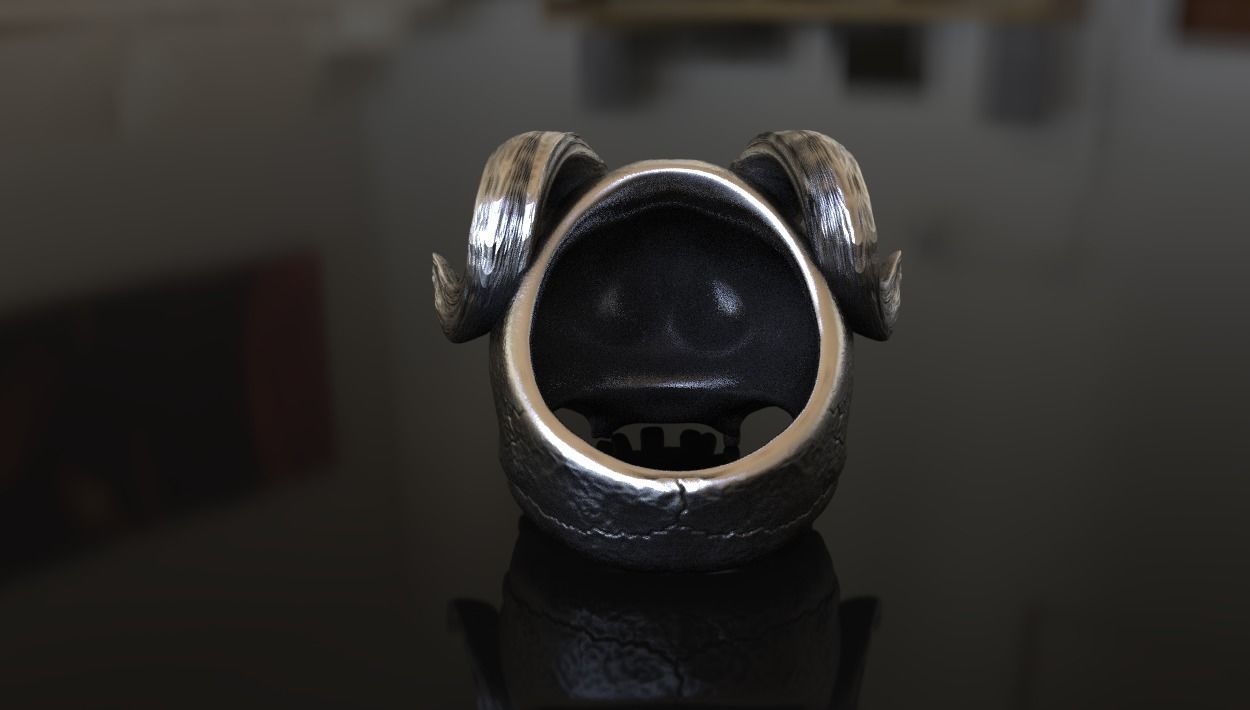 Alexander the Horned Skull Ring Stl 3D Model Silver Casting 3D 3D model ...