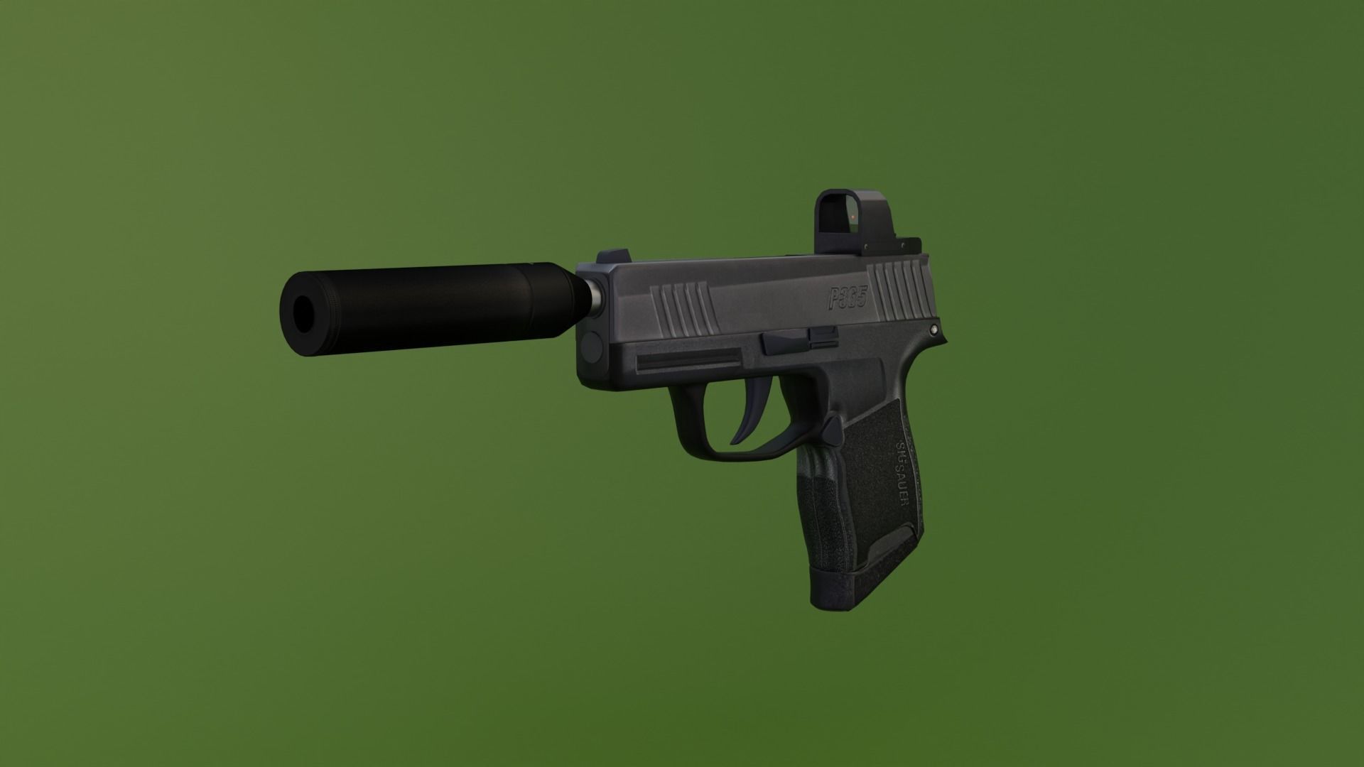 3D model Silenced Pistol with Reflex Sight P365 Sig Sauer VR / AR / low ...