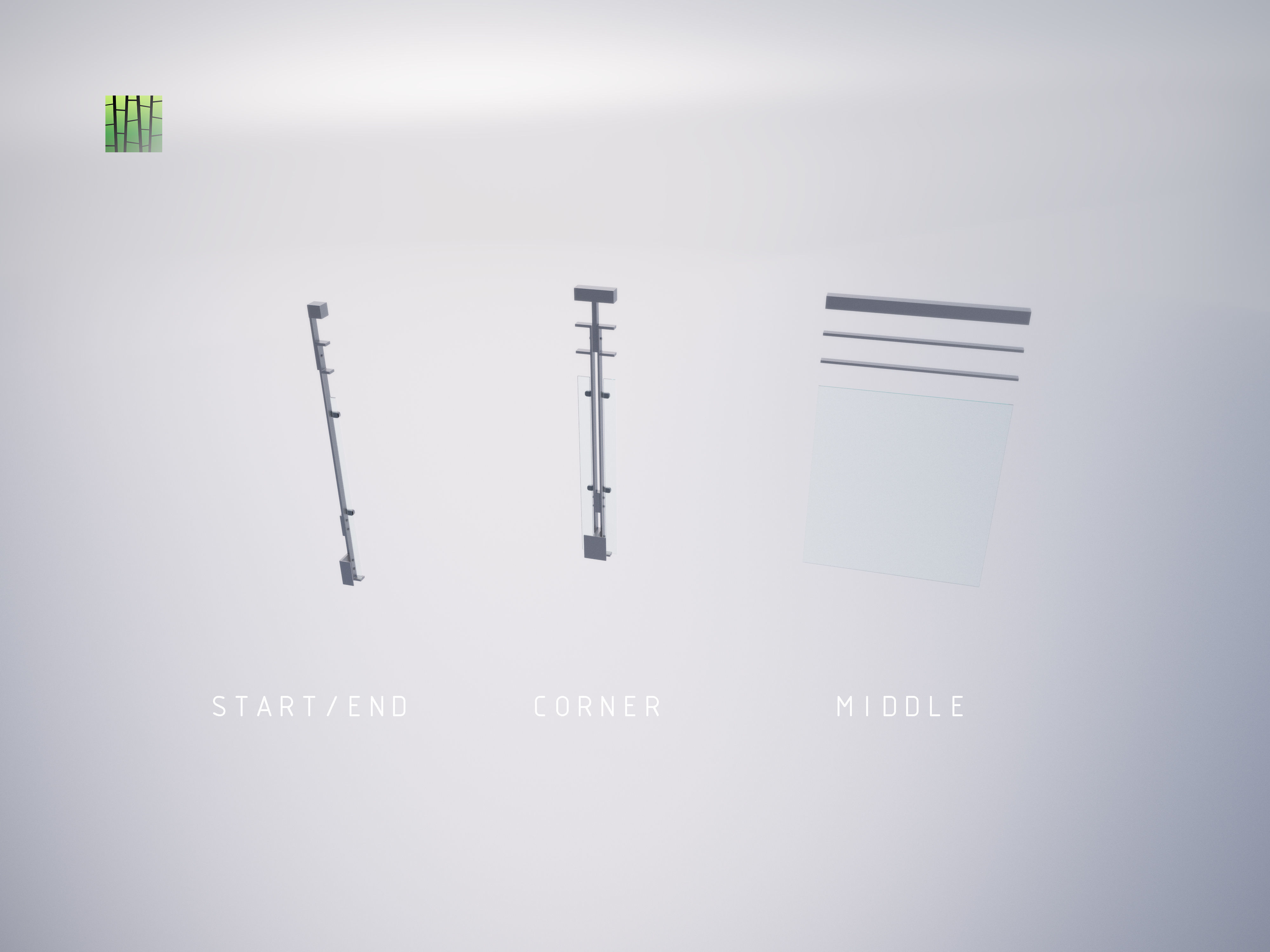 3D model PARAMETRIC ALUMINIUM RAILING VR / AR / low-poly | CGTrader