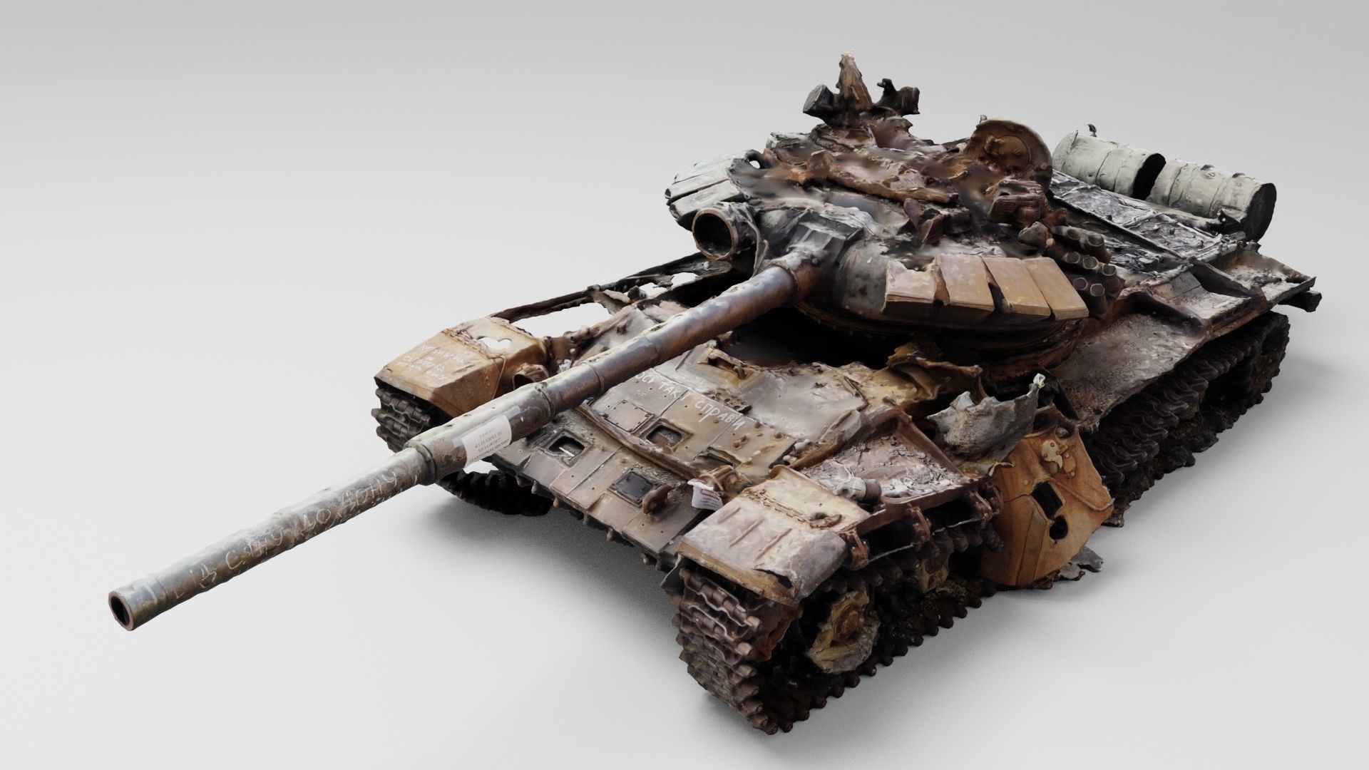 Russian T-72 tank destroyed by Ukrainian army 3D model | CGTrader