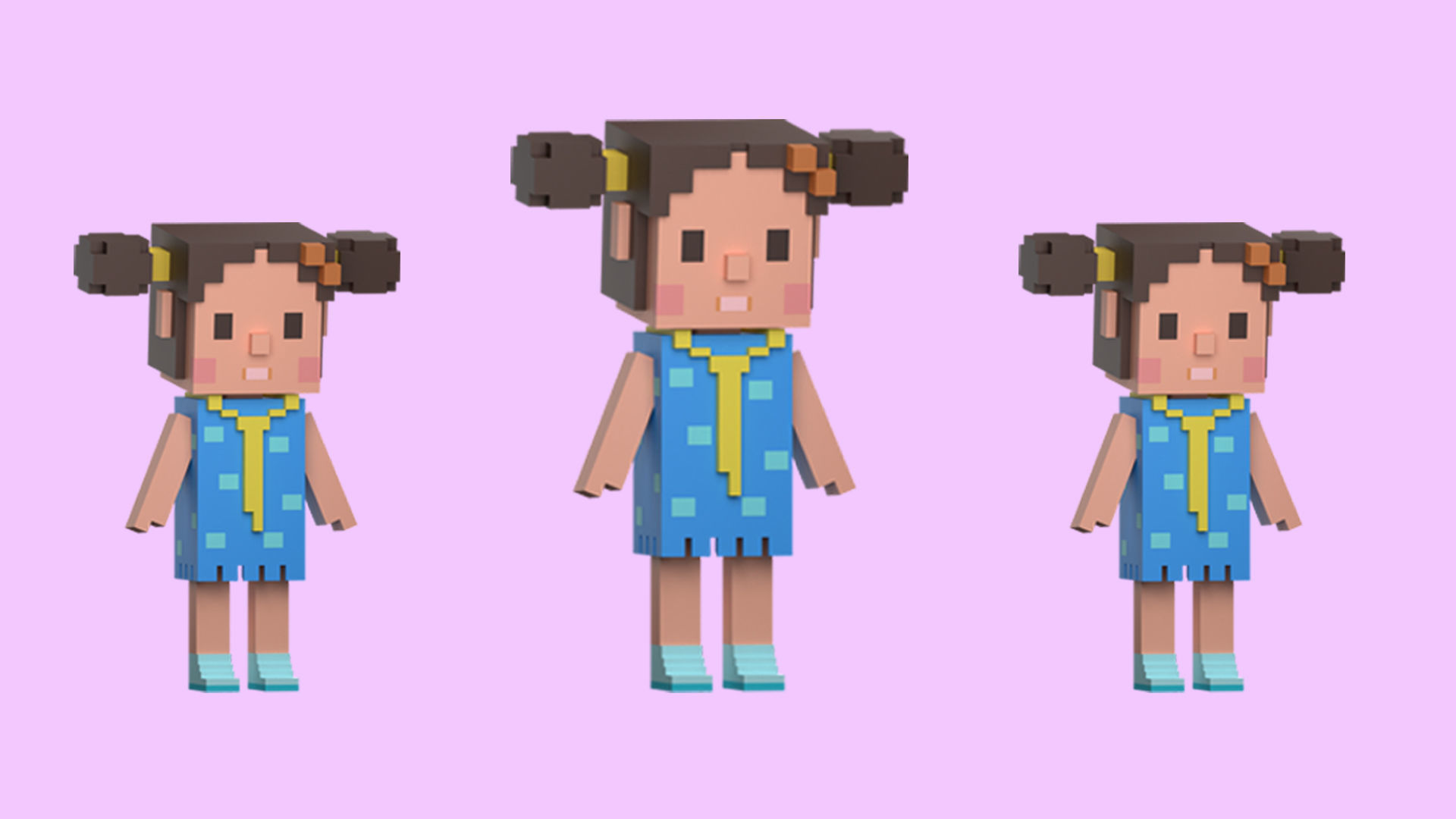 3D model Low poly characters 4 in voxel style VR / AR / low-poly | CGTrader