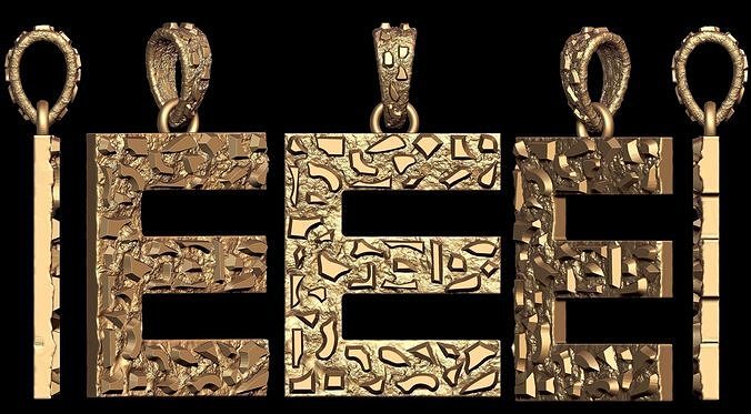 E LETTER INITIAL NUGGET PENDANT 3D model 3D printable | CGTrader
