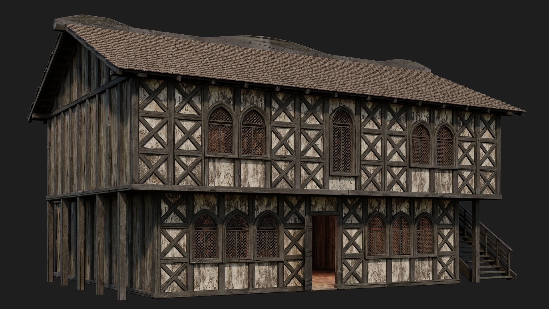 3D model 4 Old Medieval Houses Pack 4K Textures GameReady 173 to 176 VR ...