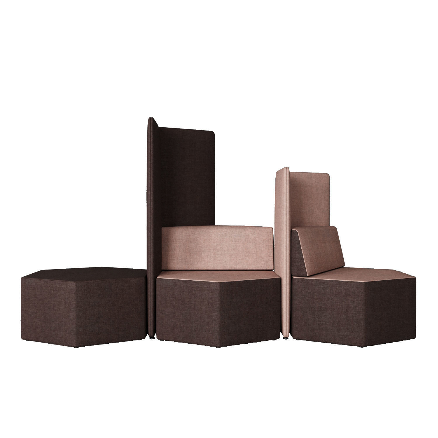 Multifunctional hexagonal seating system 3D model | CGTrader