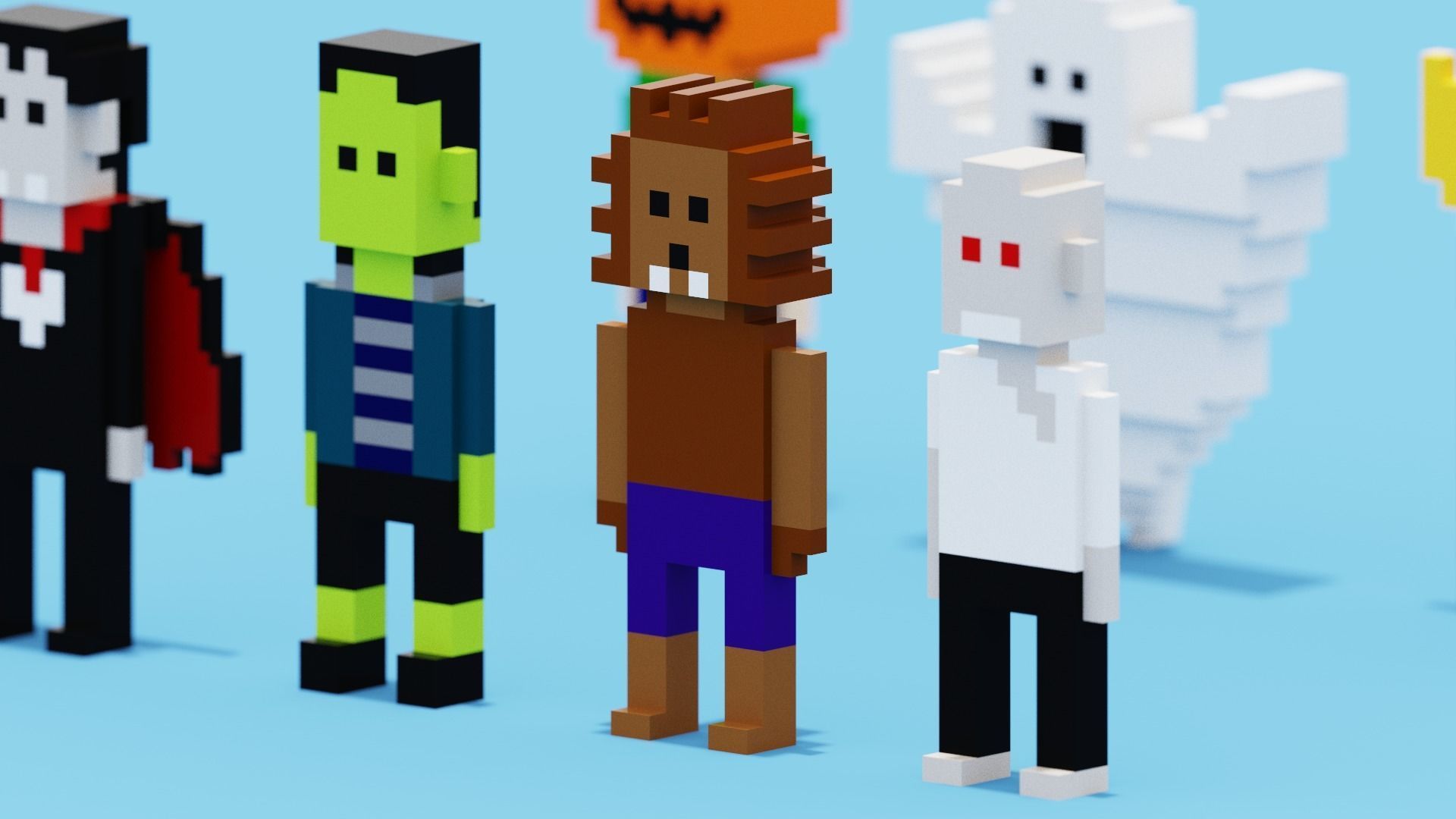 3D model Voxel Halloween Characters VR / AR / low-poly | CGTrader