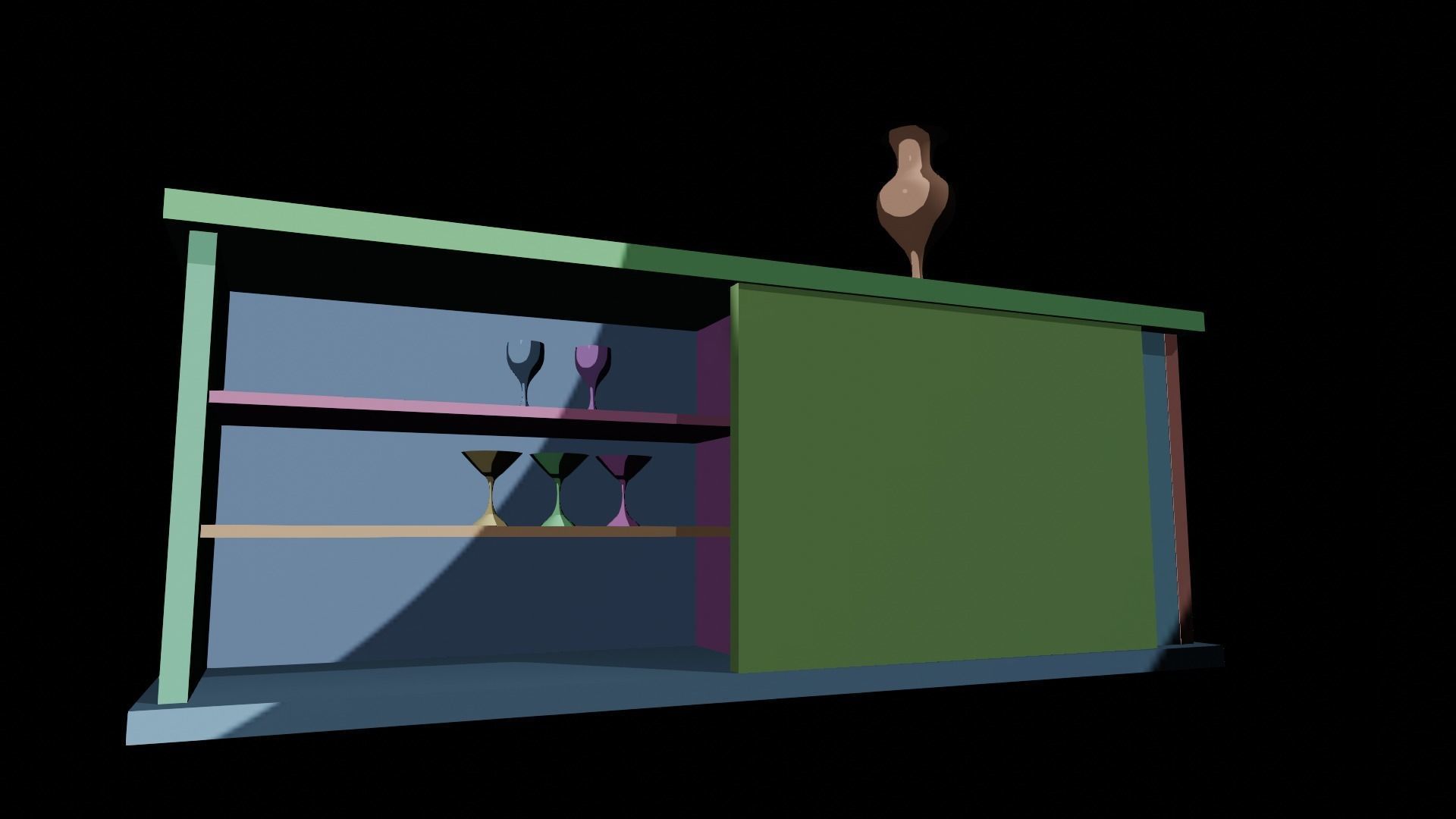 3D model Bar Cabinet Glass Bottle Vase animated furnitur VR / AR / low ...