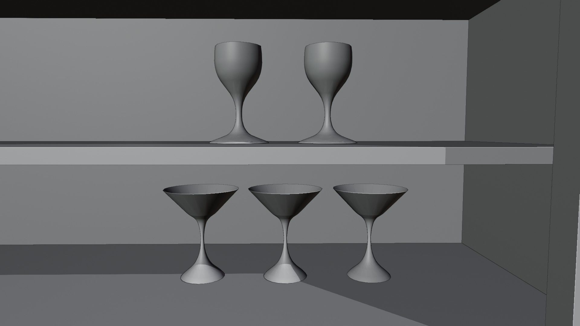 3D model Bar Cabinet Glass Bottle Vase animated furnitur VR / AR / low ...