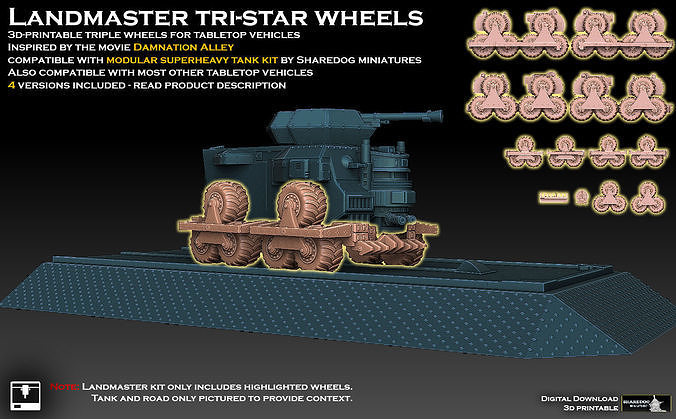 Landmaster Tri Star Wheels 3D model 3D printable | CGTrader