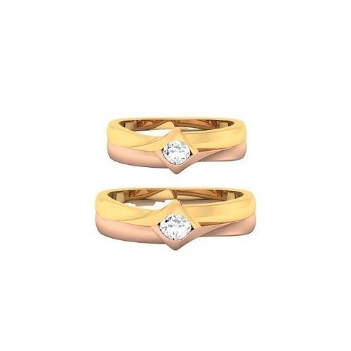 Solitaire Couple Band Rings 3D model 3D printable | CGTrader