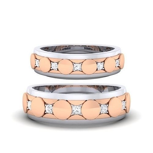 Solitaire Couple Band Rings 3D model 3D printable | CGTrader