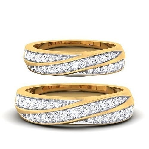 Solitaire Couple Band Rings 3D model 3D printable | CGTrader