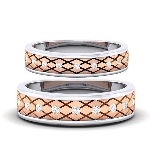 Solitaire Couple Band Rings 3D model 3D printable | CGTrader