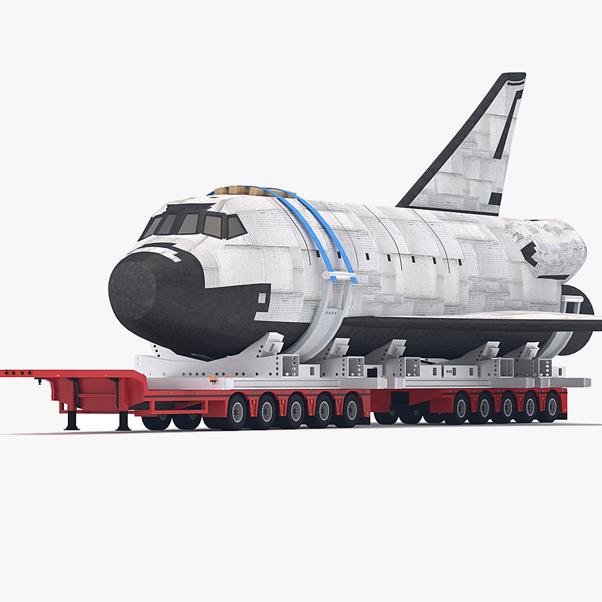 Lowboy Trailer with Space Shuttle 3D model | CGTrader