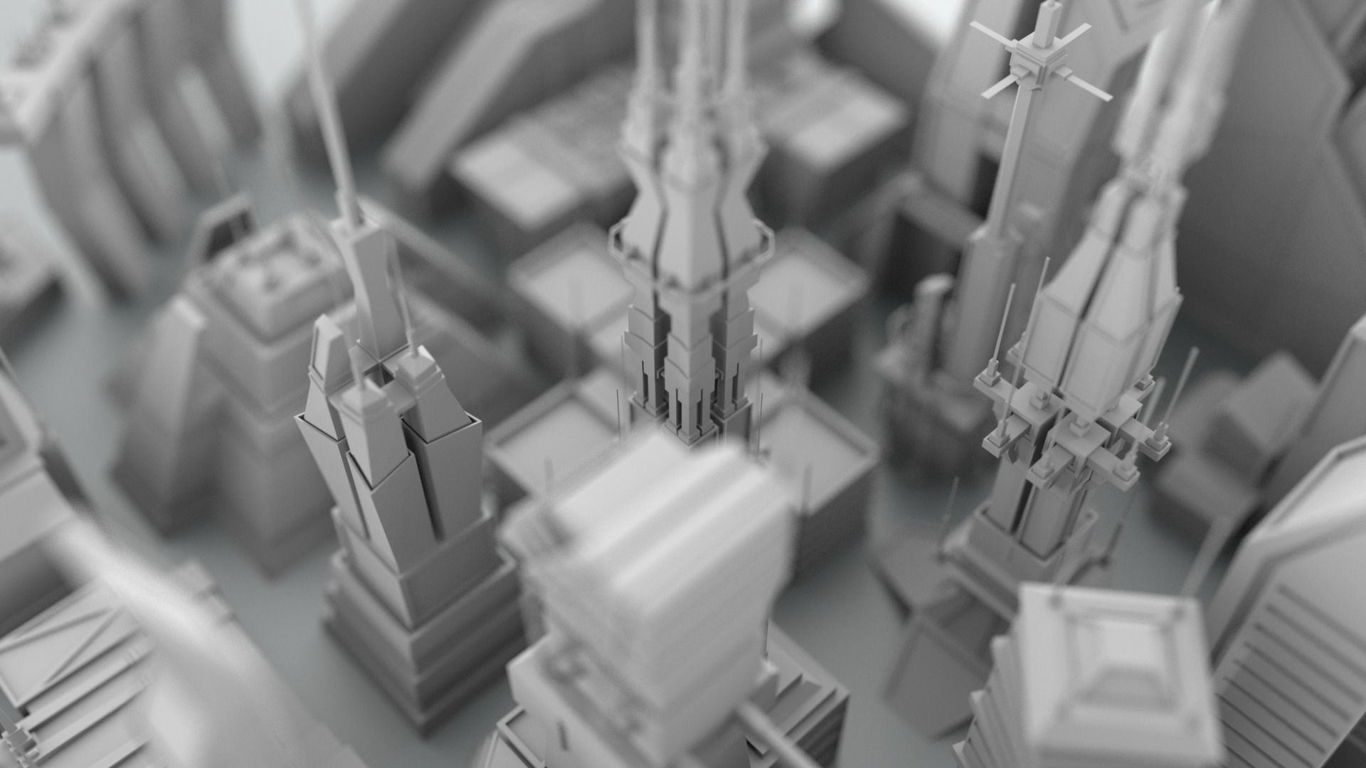 Low Poly Sci-fi city buildings free 3D model | CGTrader