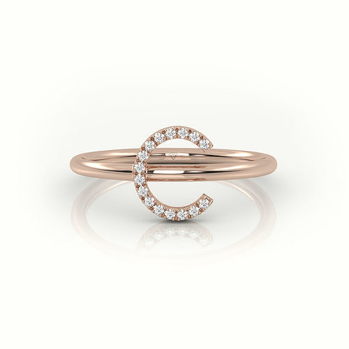 Initial C ring size 54 with professional renderings 3D model 3D printable | CGTrader
