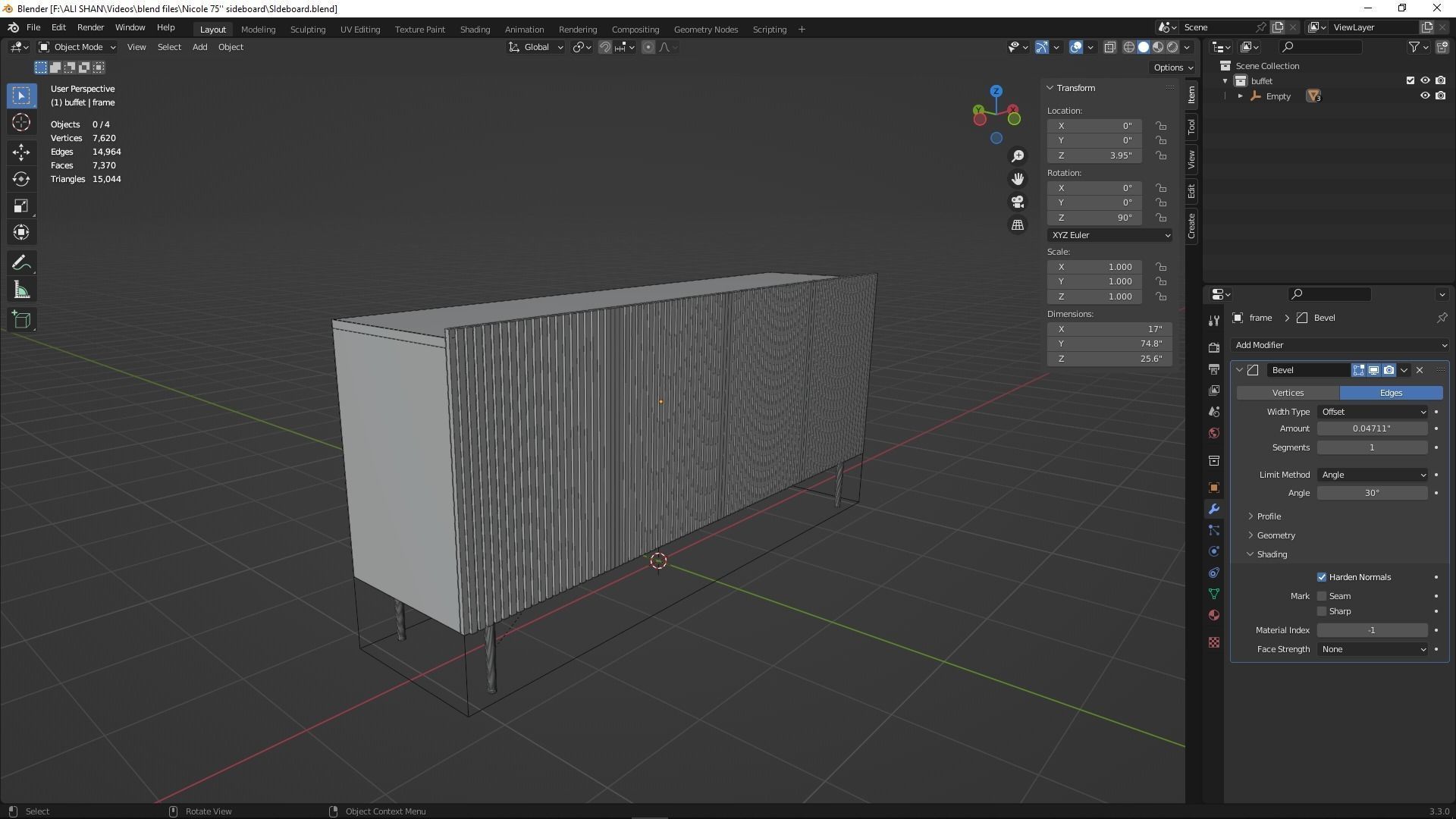 Sideboard free 3D model | CGTrader