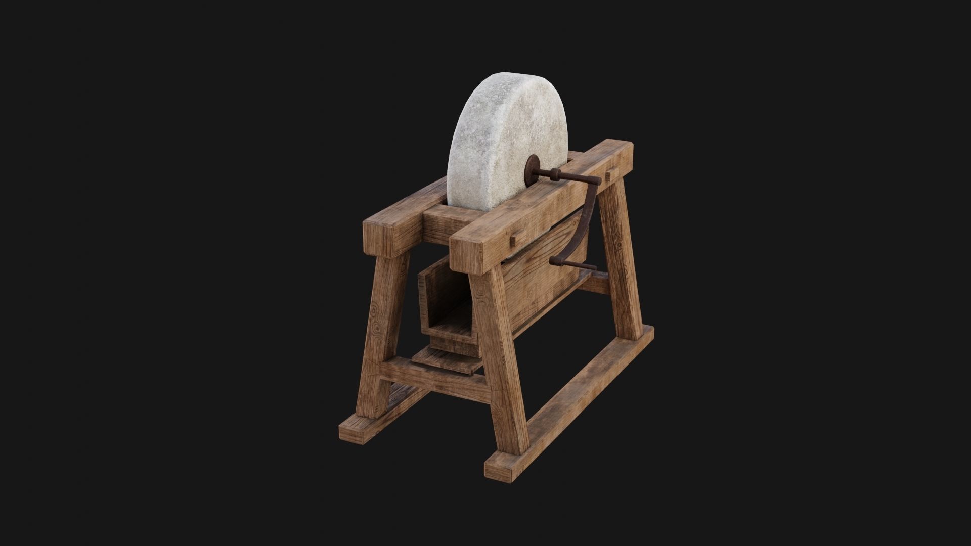 3D model Grindstone 3D Model wooden grinding wheel VR / AR / low-poly ...
