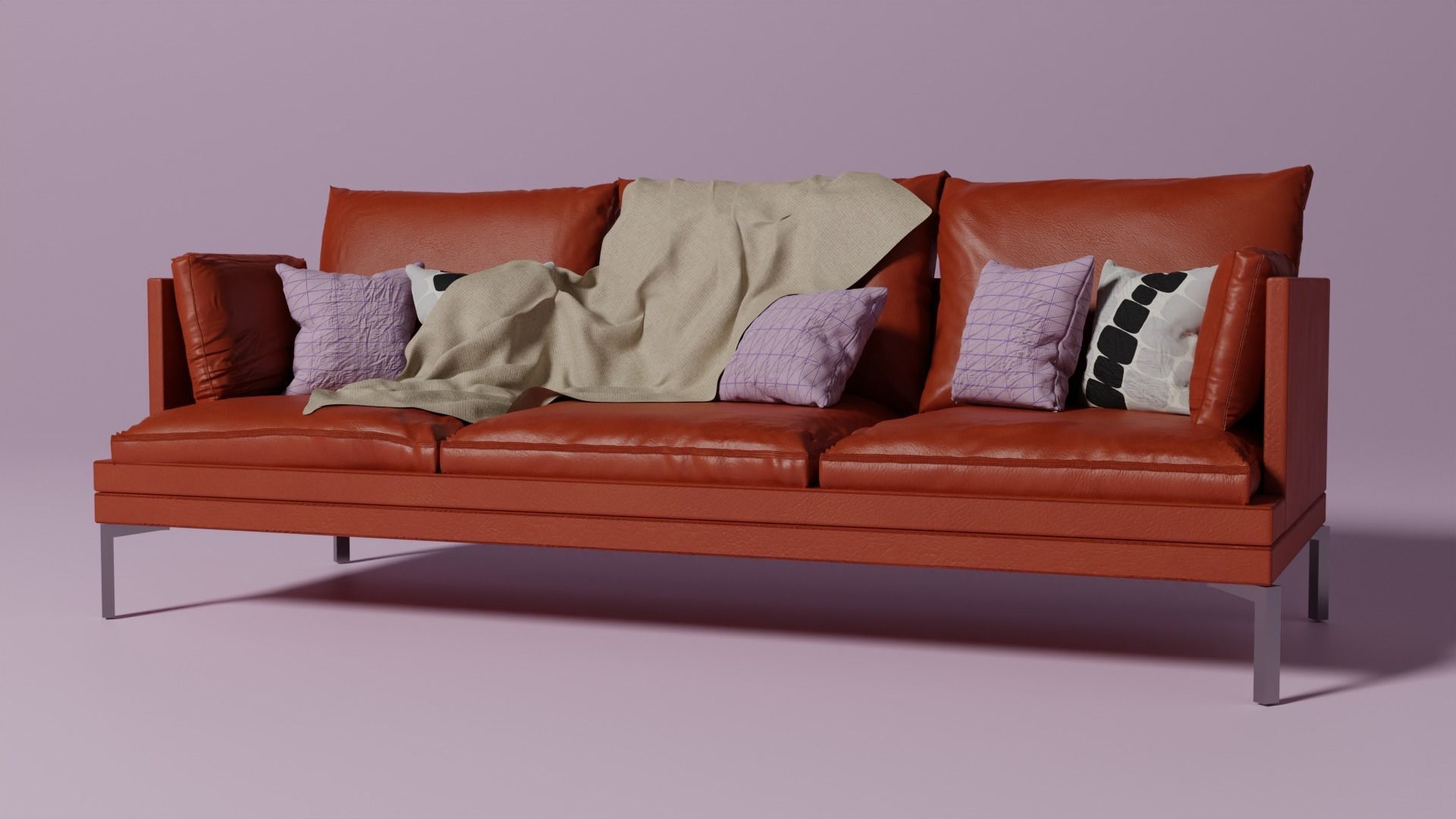 Red Leather Couch 3D model | CGTrader