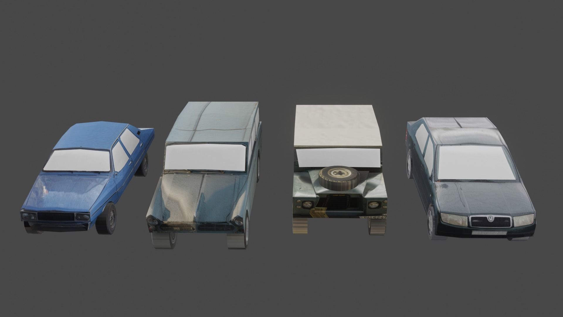 3D model 4 low poly cars four VR / AR / low-poly | CGTrader