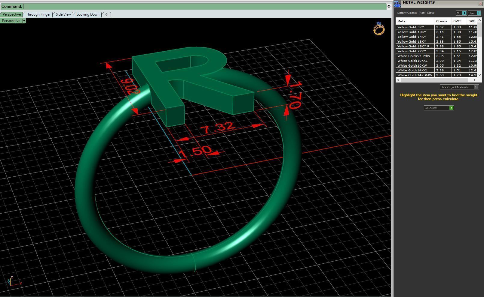 Initial R ring size 54 with professional renderings 3D model 3D ...
