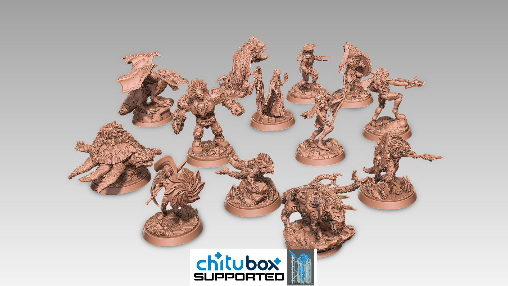 Scifi Fantasy Minis Thirteen 3D printable characters and bases 3D model ...