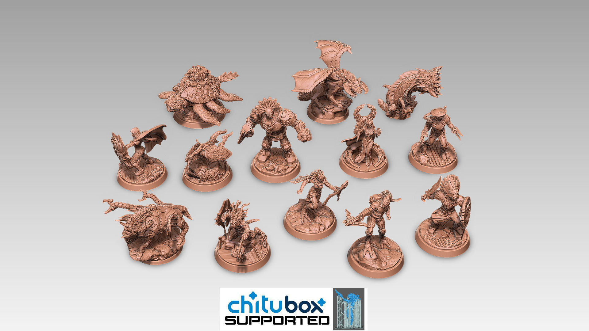 Scifi Fantasy Minis Thirteen 3D printable characters and bases 3D model ...