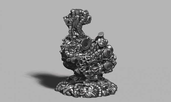 Modern Abstract robotic sculpture 3d print model 166 3D model 3D ...