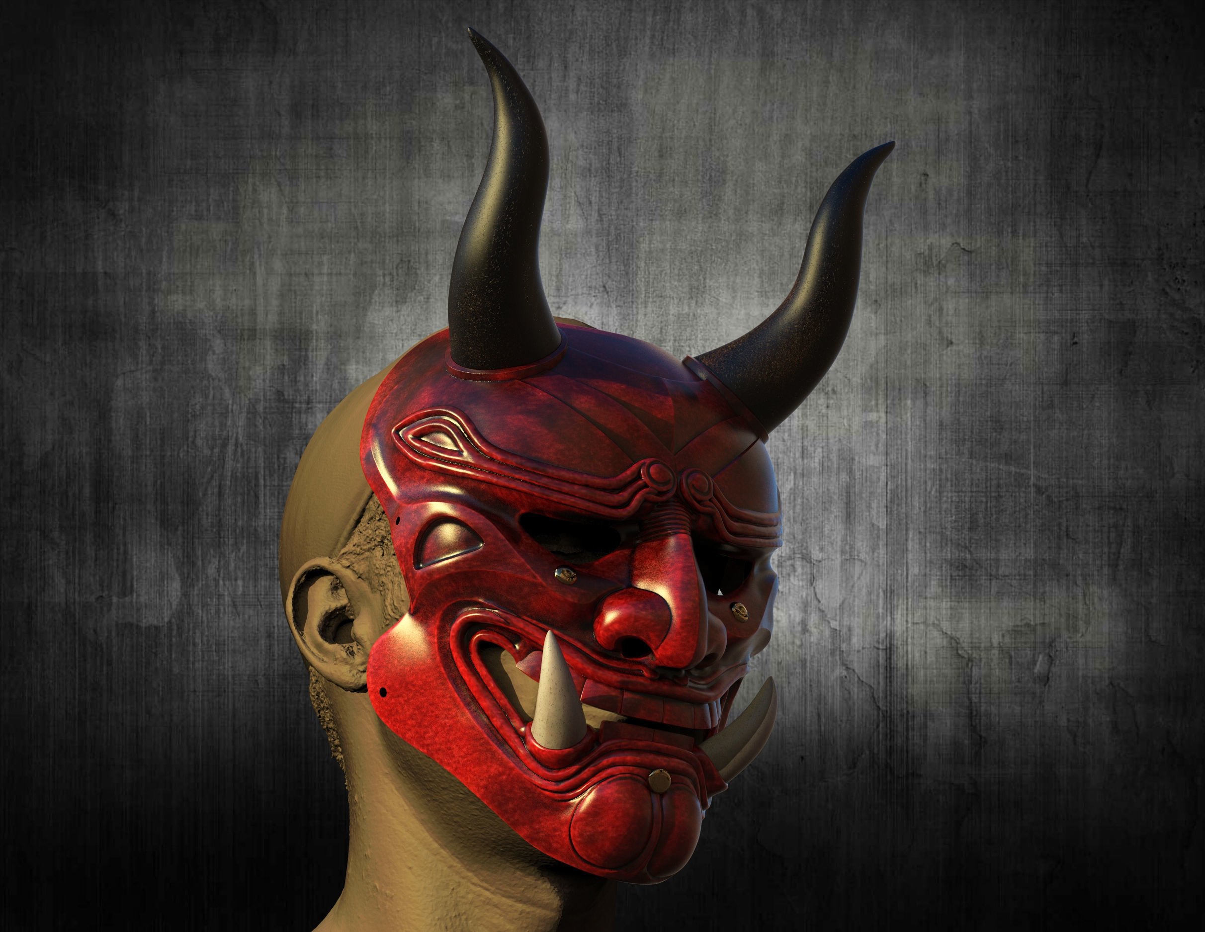 White Death mask Hannya Mask 3D model 3D printable | CGTrader
