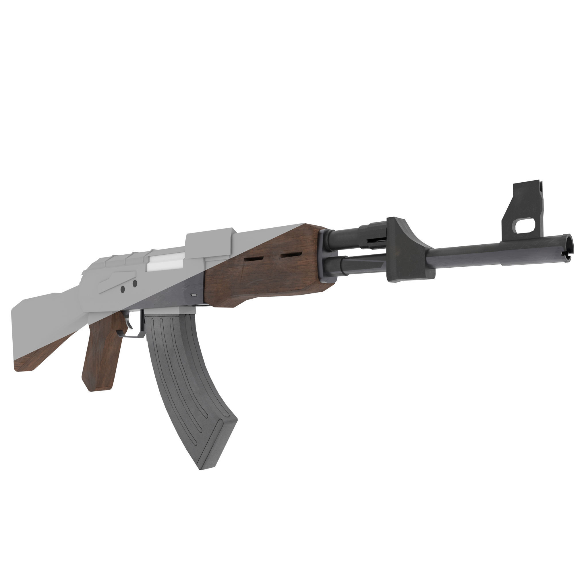 AK-47 3d model with tactical equipment free VR / AR / low-poly 3D model ...
