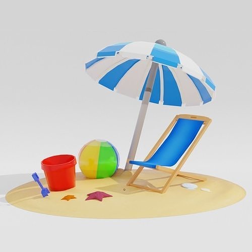 3D model Hand Painted Stylized Beach Props VR / AR / low-poly | CGTrader