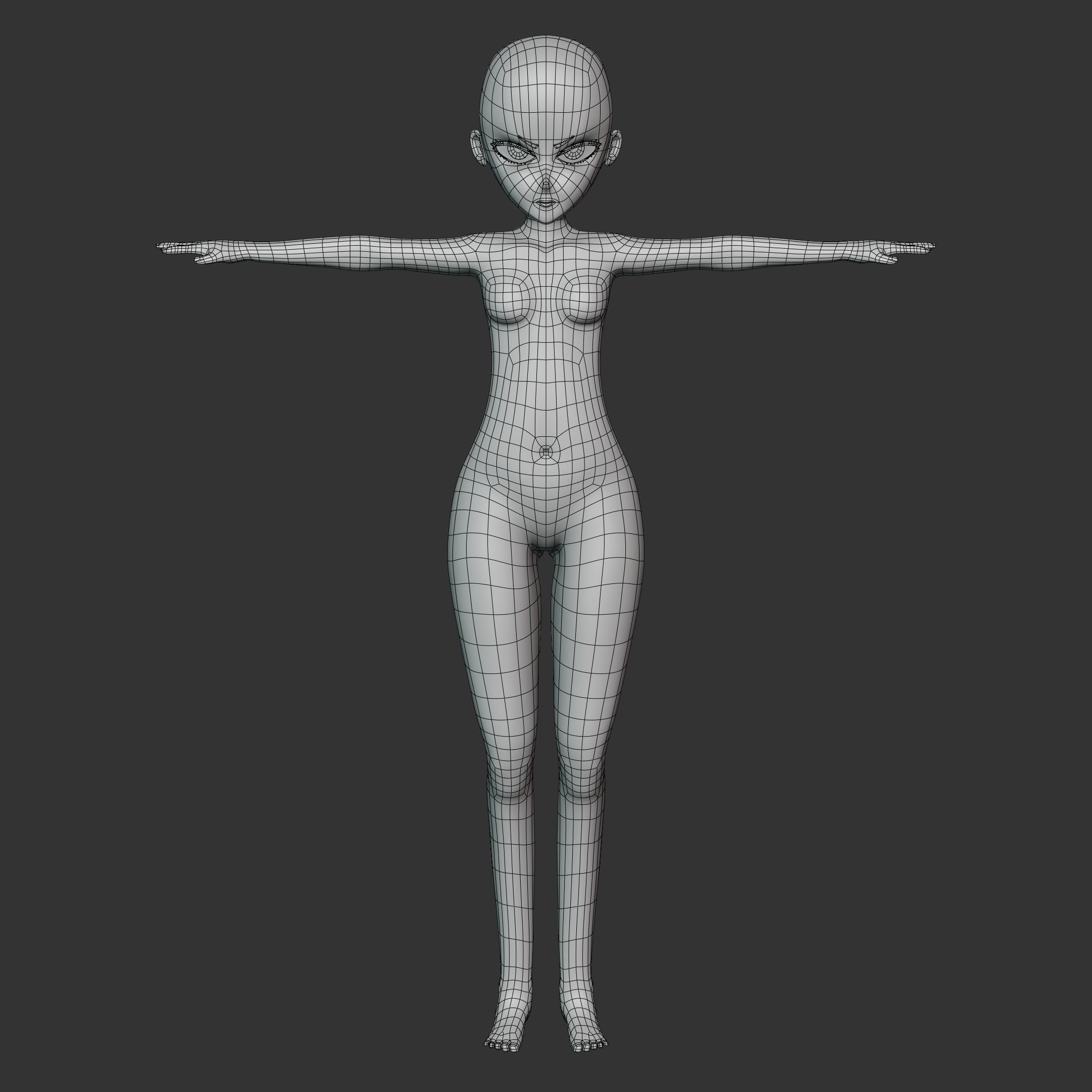 Anime Girl Base 3D model | CGTrader