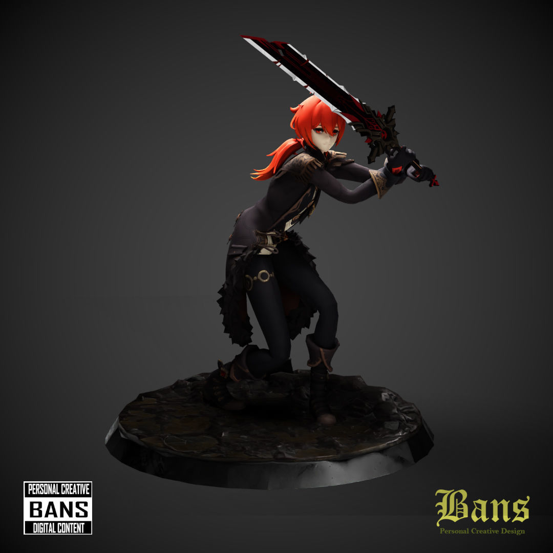 3D Print Action Figure Diluc Genshin Impact 3D model 3D printable ...