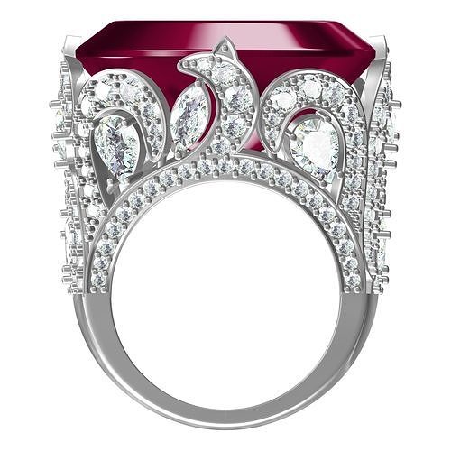 Ruby Cushion Cut Diamont Women Cocktail Ring 3D model 3D printable | CGTrader