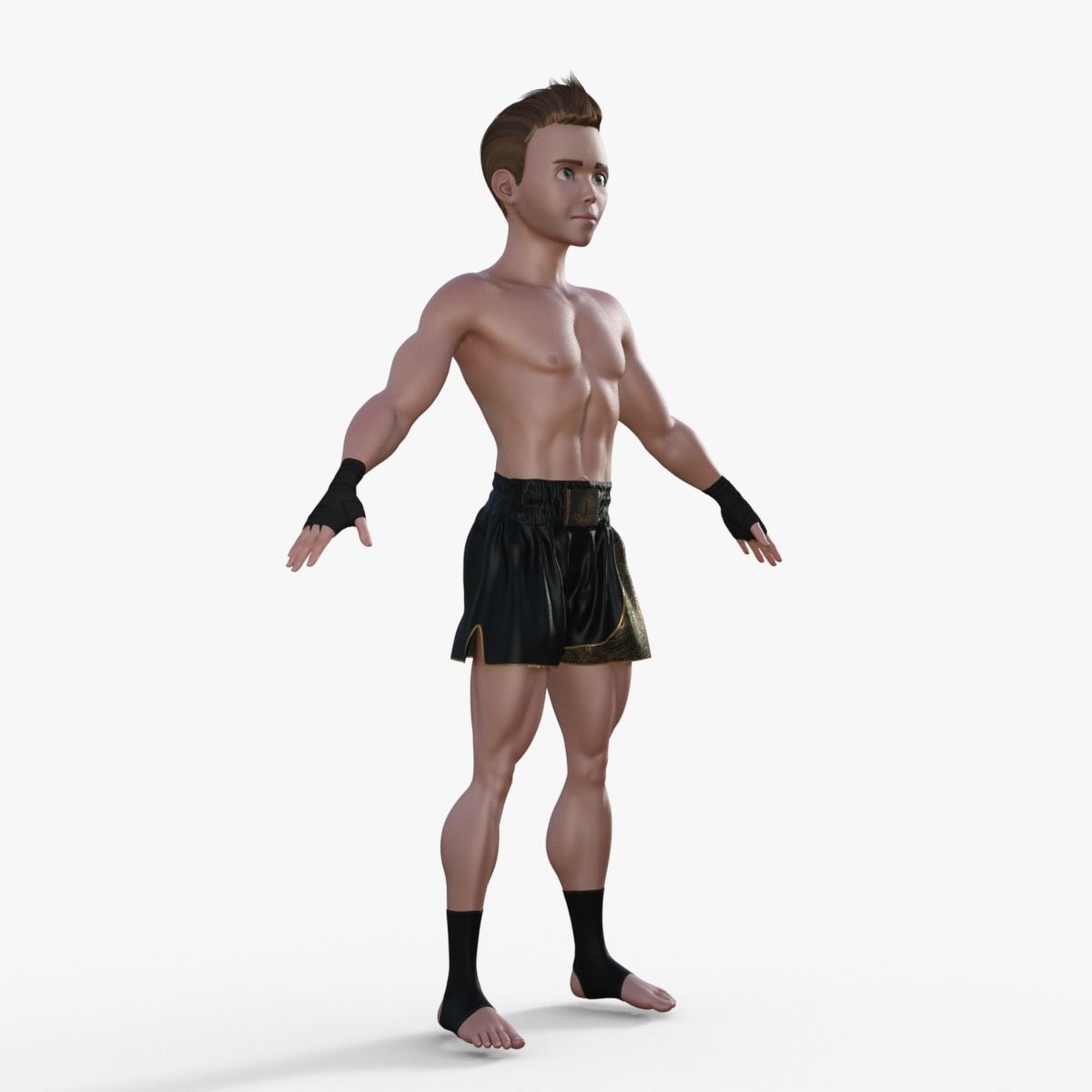 Cartoon Fighter Man Rigged 3D model rigged | CGTrader