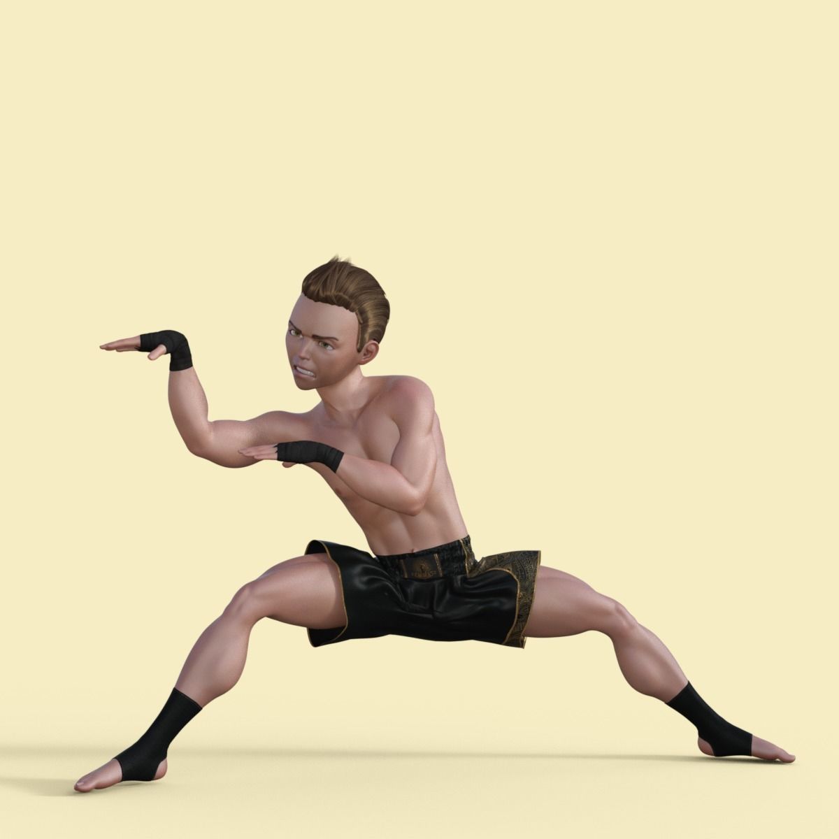 Cartoon Fighter Man Rigged 3D model rigged | CGTrader