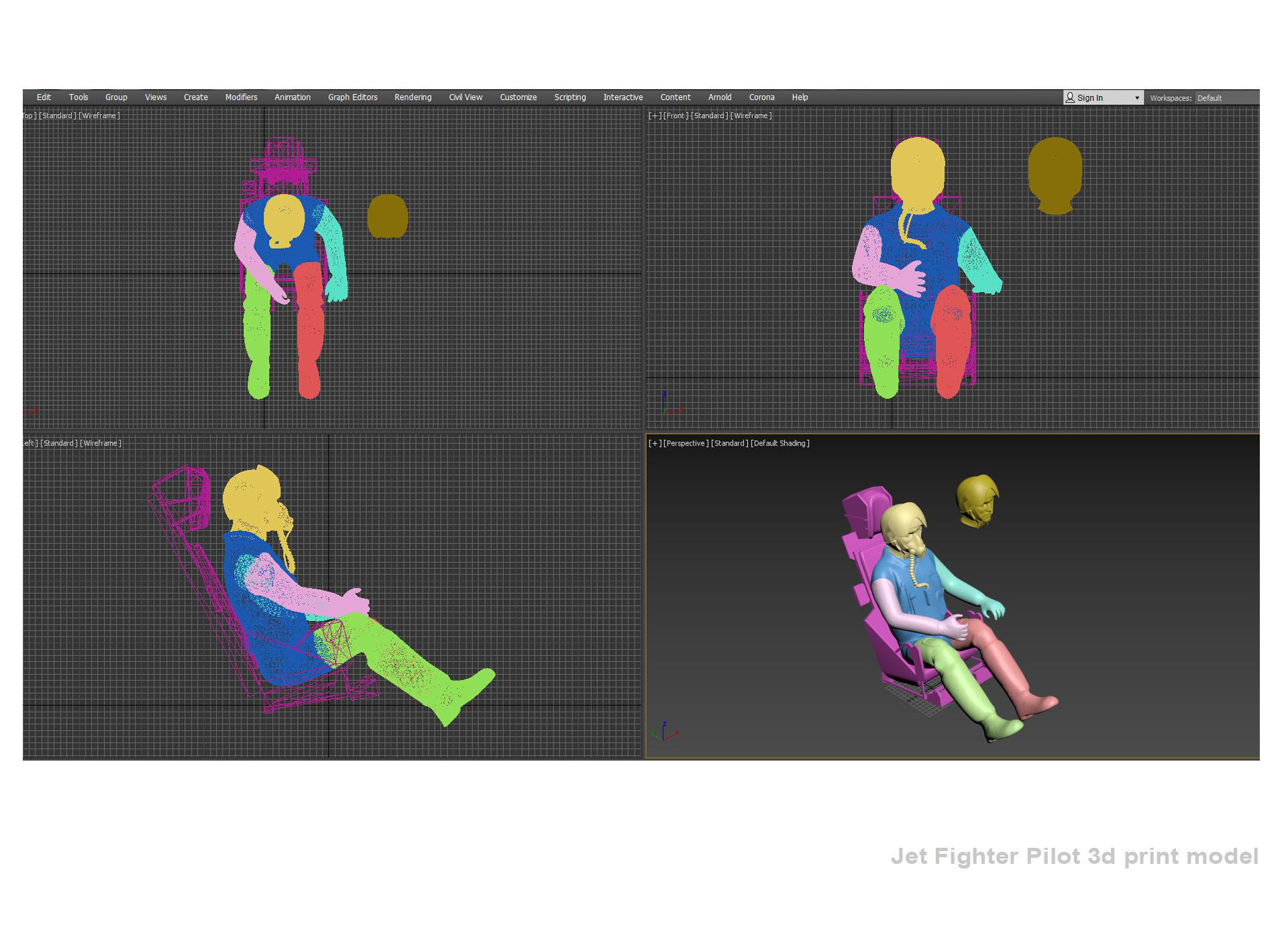 Jet Fighter Pilot 3D model 3D printable | CGTrader