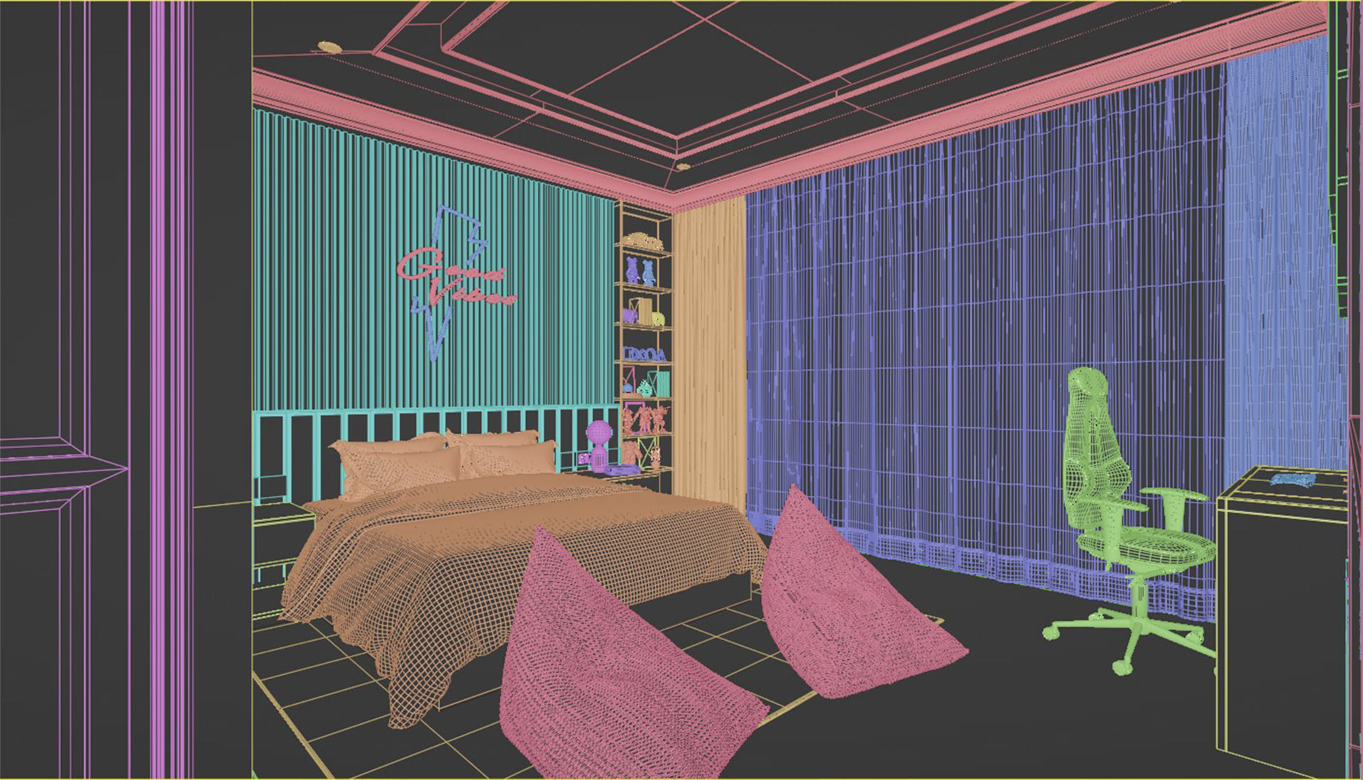 Bedroom Boys Gaming Blender - Fbx - Obj 3D model | CGTrader