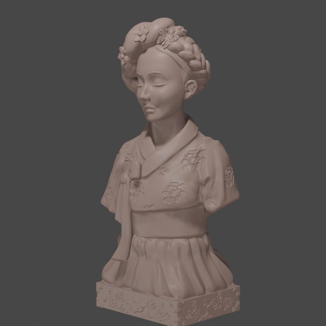 Bust of korean lady 3D model 3D printable | CGTrader