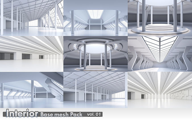 3D model interior base mesh pack vol 01 VR / AR / low-poly | CGTrader