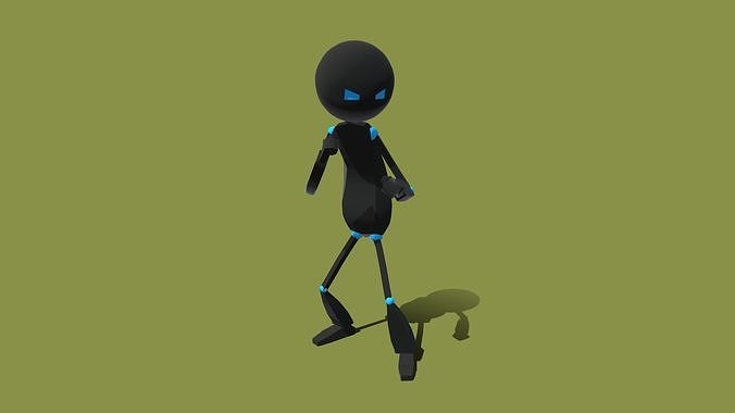 3D model Stickman humanoid with eyes VR / AR / low-poly rigged animated ...