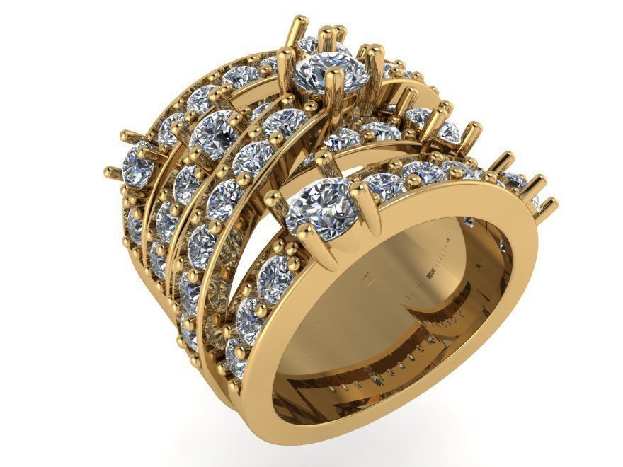 4-Row Diamond ring 2838 3D print model 3D model 3D printable | CGTrader