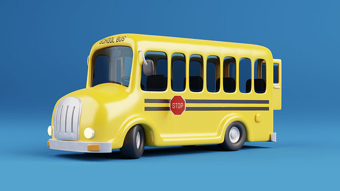 Stylized Cartoon School Bus - fully rigged 3D model rigged | CGTrader