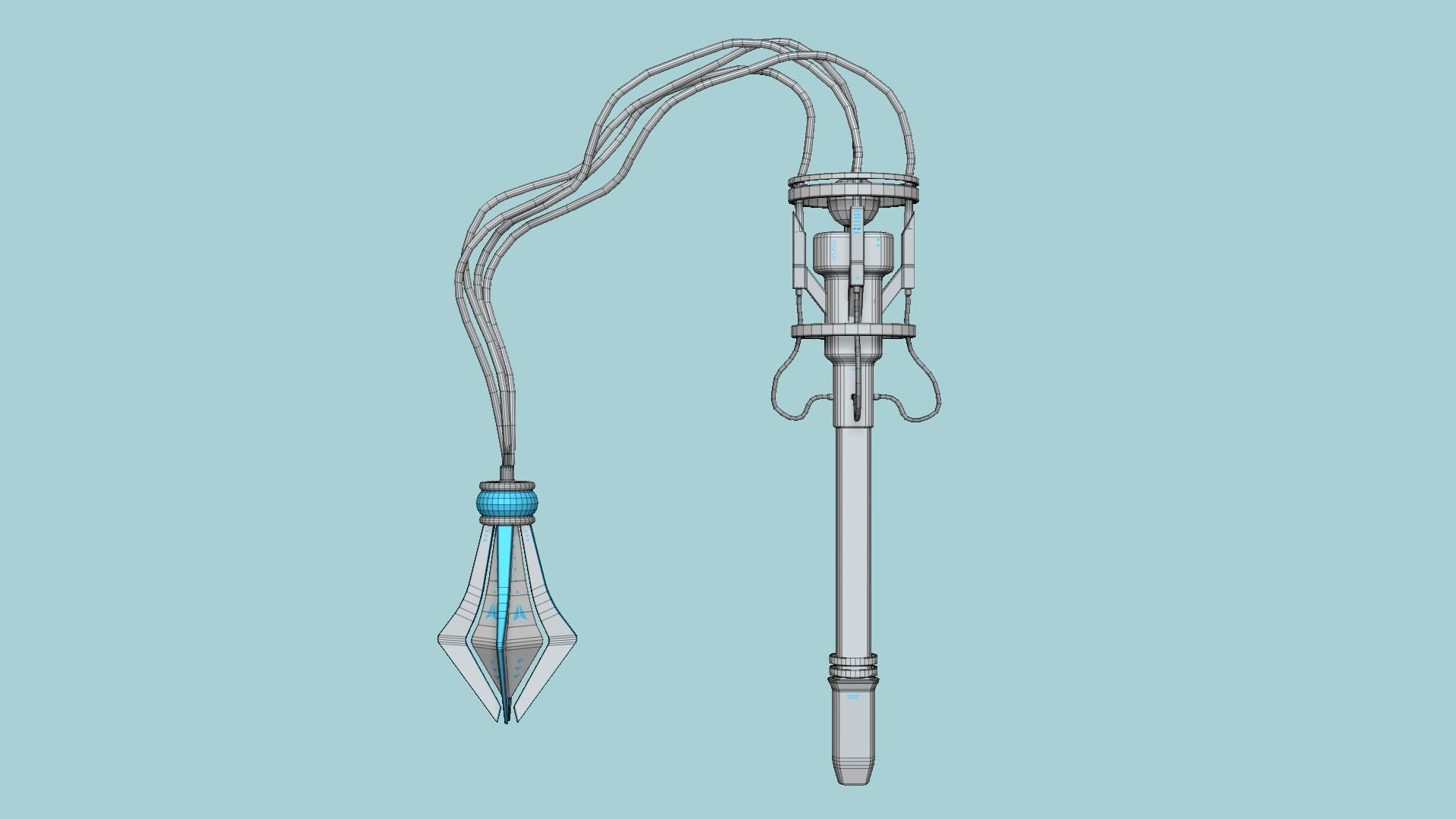 3D model SciFi Flail A02 White Blue - Sci Fi Weapon Design VR / AR ...